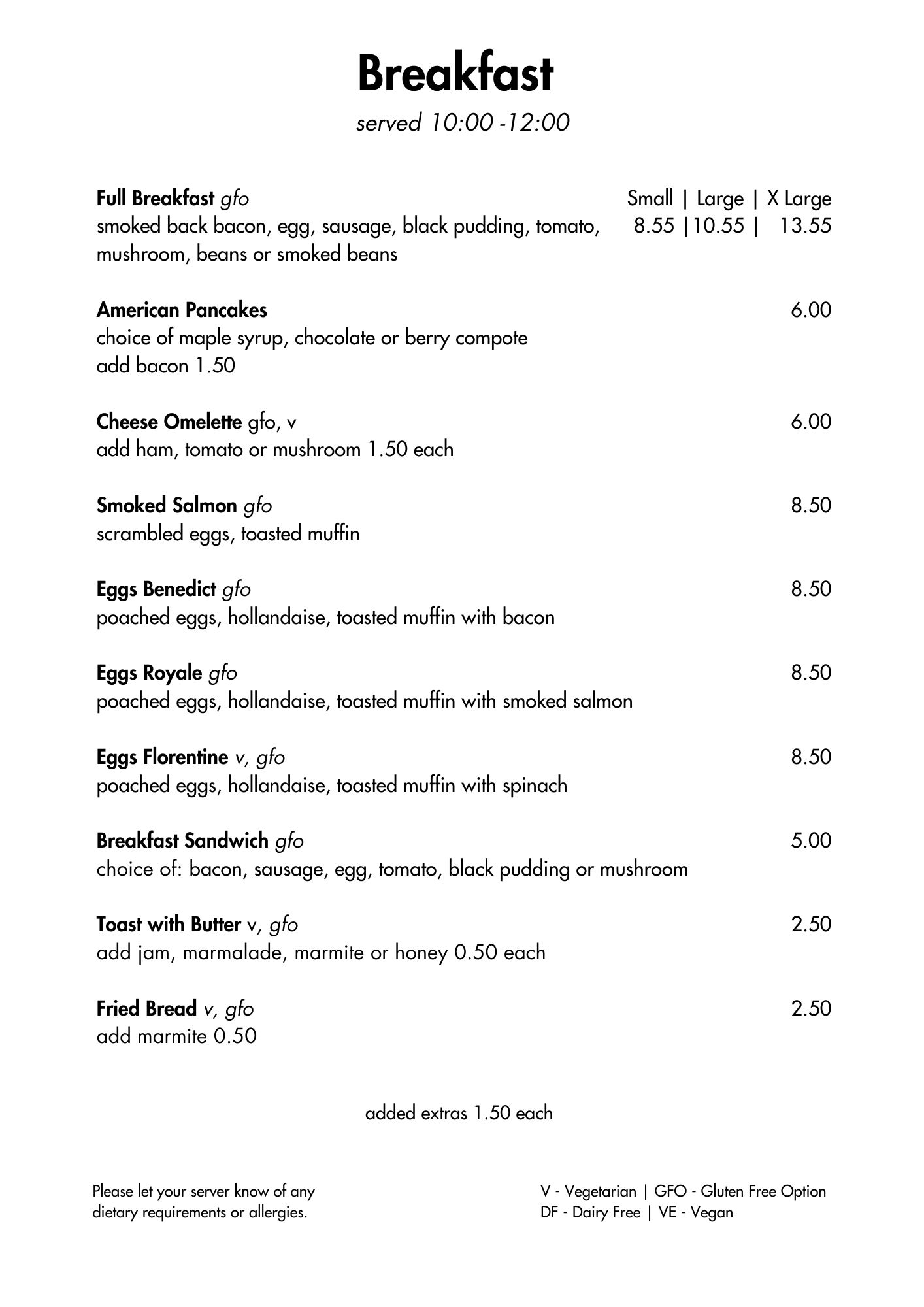 Lords Cafe Menus - Lords Courtyard